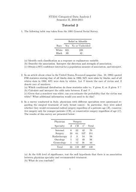 Tutorial 2 - The Department of Statistics and Applied Probability, NUS