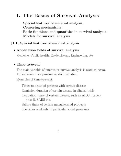 1. The Basics of Survival Analysis