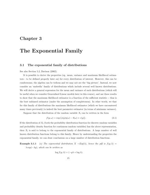 Introduction to the exponential family