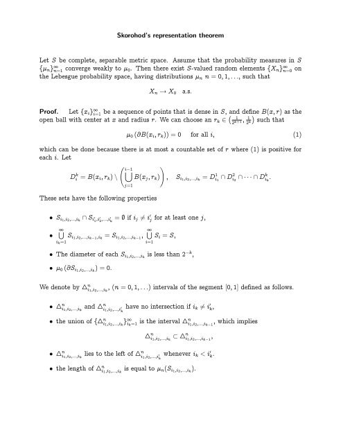 Skorohod's almost sure representation theorem