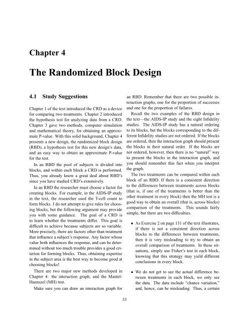Chapter 4 The Randomized Block Design