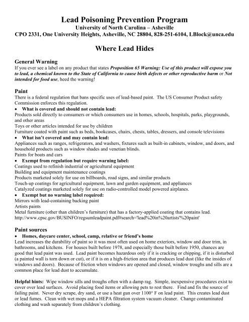 Lead Poisoning Prevention Program