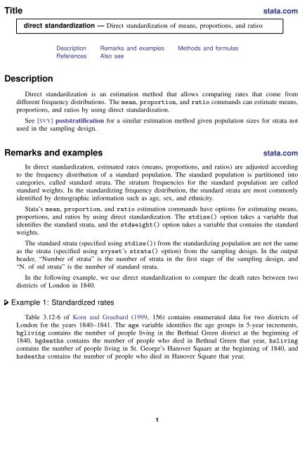Direct standardization - Stata