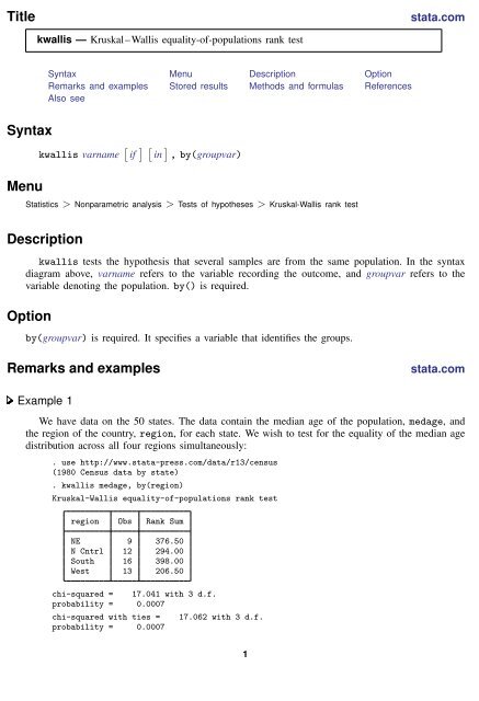 kwallis - Stata