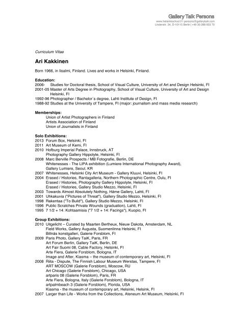 CV in printable format - Helsinki School