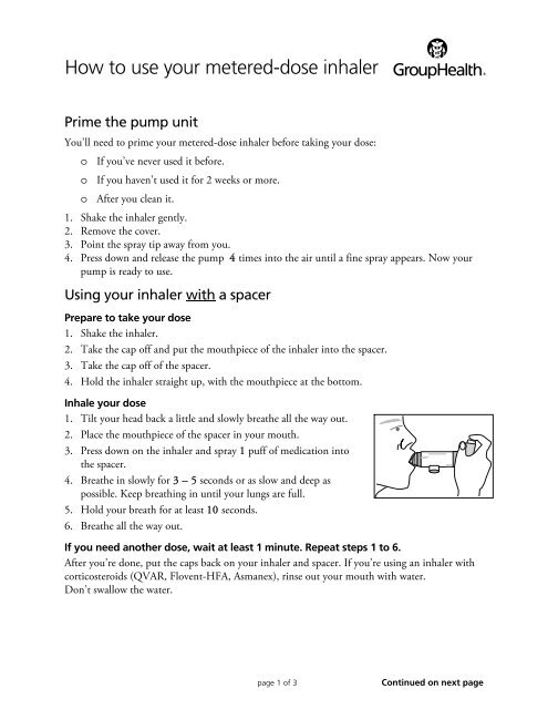 How to use your metered-dose inhaler - Group Health Cooperative