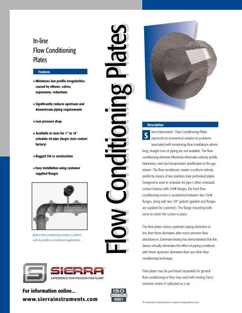 In-line Flow Conditioning Plates - Sierra Instruments