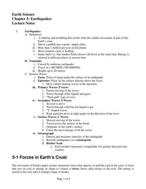 5-1 Forces in Earth's Crust - Mr.E Science