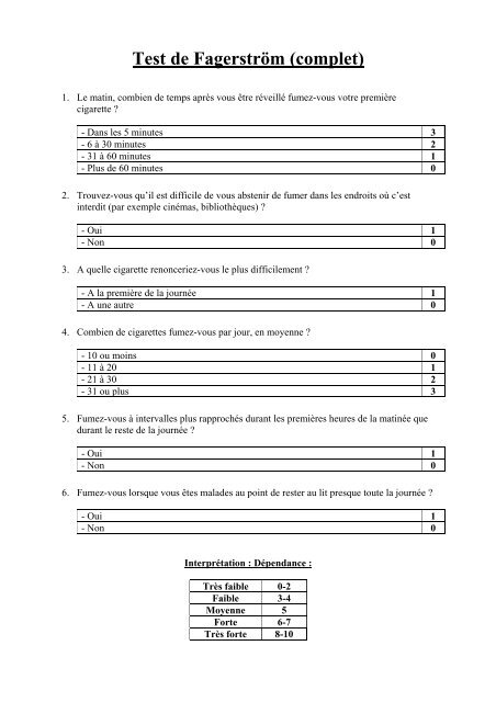 Test de FagerstrÃ¶m (complet)