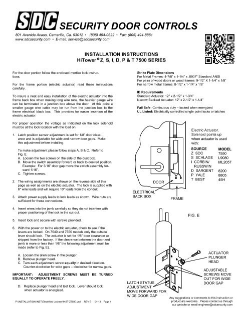 Installation - SDC Security Door Controls