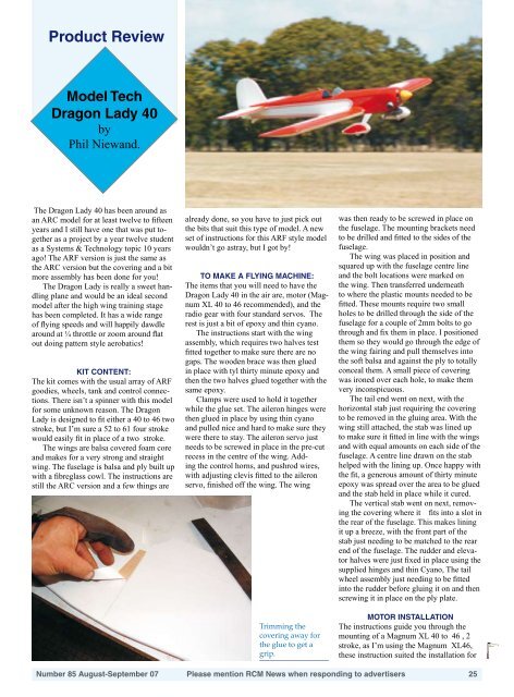 Model Tech Dragon Lady 40 - RC World