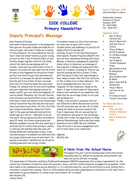 Deputy Principal's Message - ISIK College