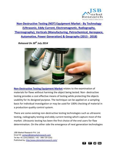 JSB Market Research : Non-Destructive Testing (NDT) Equipment Market ...