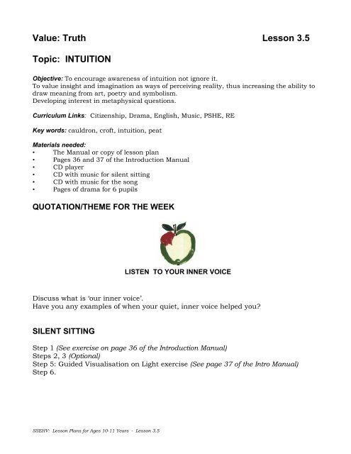 Value: Truth - Sathya Sai Education in Human Values