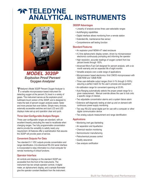 3020P - Teledyne Analytical Instruments