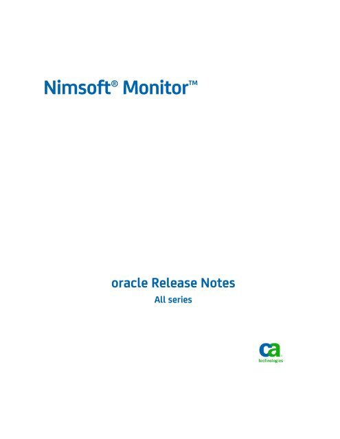 Nimsoft Monitor oracle Release Notes - Nimsoft Library