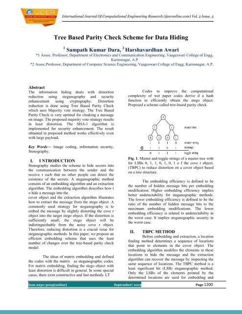 Tree Based Parity Check Scheme For Data Hiding Ijcer