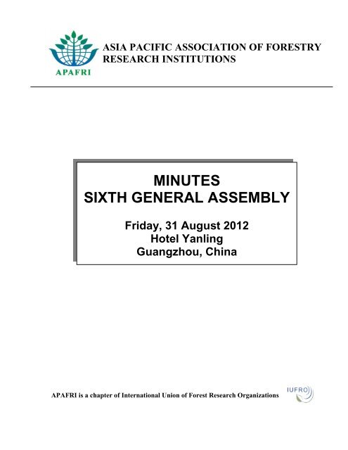 minutes sixth general assembly - APAFRI-Asia Pacific Association of ...