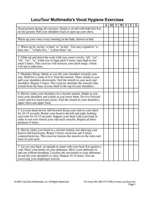 LocuTour Multimedia's Vocal Hygiene Exercises