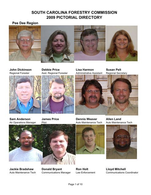 south carolina forestry commission 2009 pictorial directory