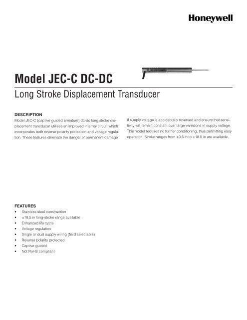 Model JEC-C DC-DC - Honeywell Test and Measurement Sensors