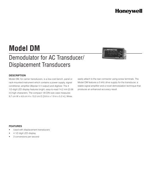 Model DM - Honeywell Test and Measurement Sensors