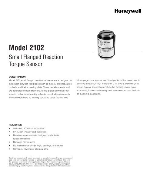 Model 2102 - Honeywell Test and Measurement Sensors