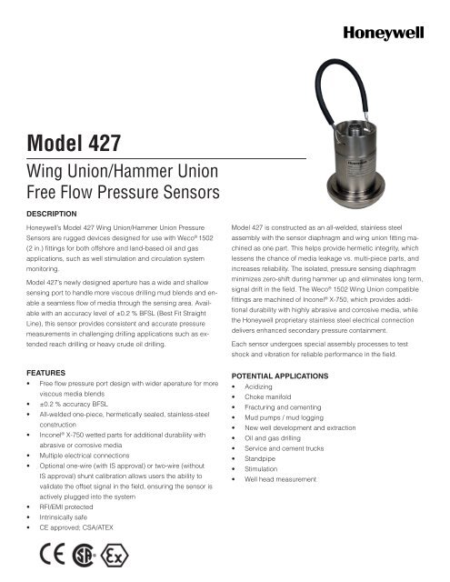 Model 427 - Honeywell Test and Measurement Sensors