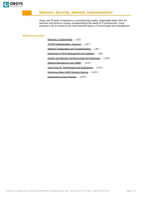 Network / Security, Network, implementation - Orsys