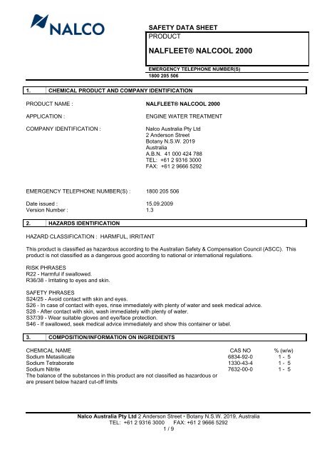 NALFLEETÂ® NALCOOL 2000 - Statewide Oil
