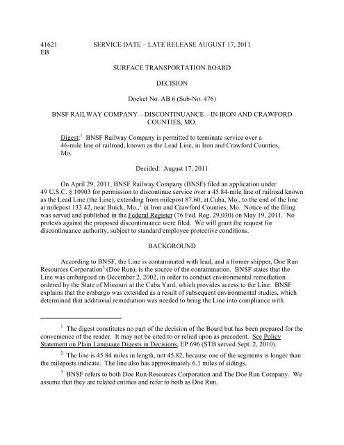 BNSF - Surface Transportation Board