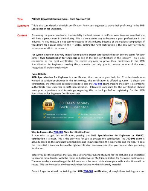 700-501 Exam Questions Answers PDF