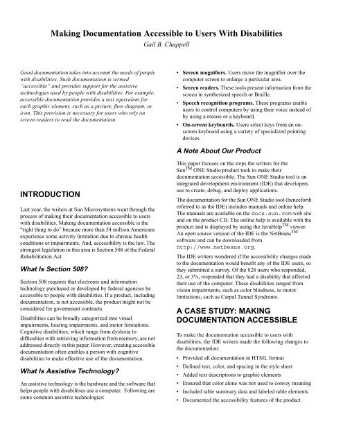 Making Documentation Accessible to Users With Disabilities