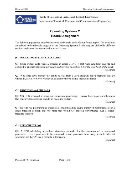 Operating Systems 2 Tutorial Assignment