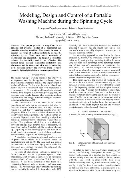 Modeling, Design and Control of a Portable Washing Machine ...