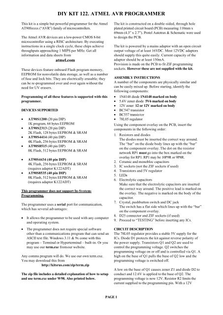 DIY KIT 122. ATMEL AVR PROGRAMMER