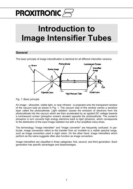 Introduction to Image Intensifier Tubes - High Energy Physics