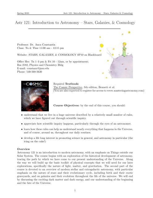 Astr 121: Introduction to Astronomy â Stars, Galaxies, & Cosmology