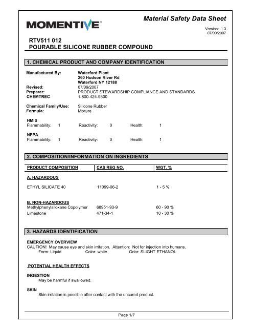 View MSDS Part 1 - Circuit Specialists Inc