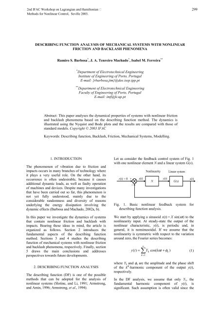 describing function analysis of mechanical systems with nonlinear ... describing function analysis of mechanical systems with nonlinear ...