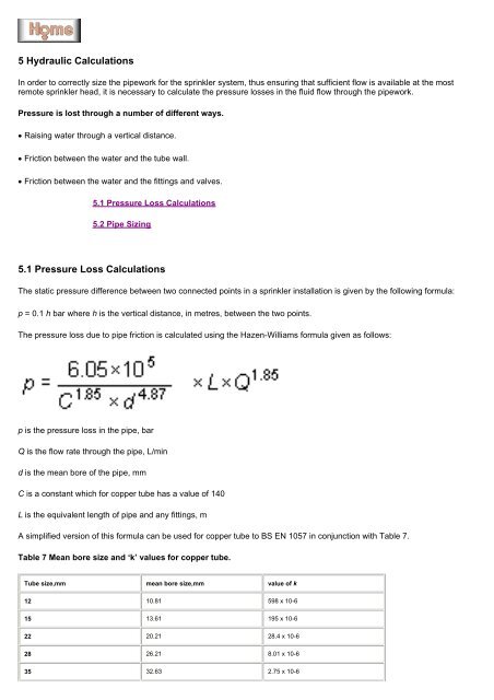 5 Hydraulic Calculations 5.1 Pressure Loss Calculations - Heatweb