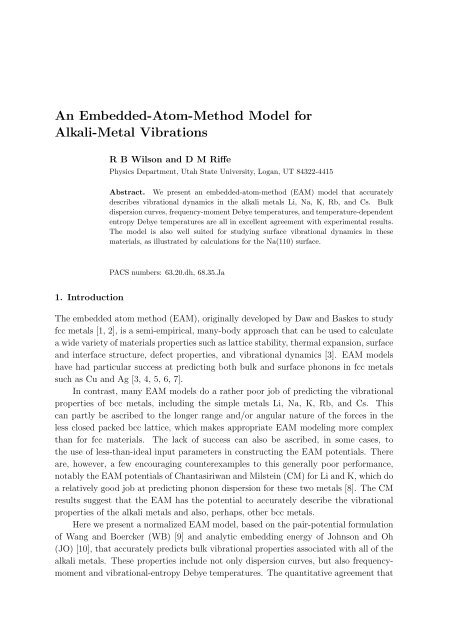 An Embedded-Atom-Method Model for Alkali-Metal Vibrations
