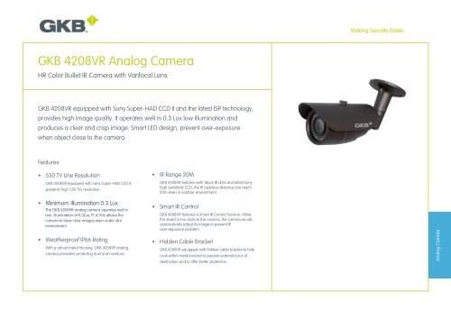 GKB 4208VR Analog Camera - Stelfair