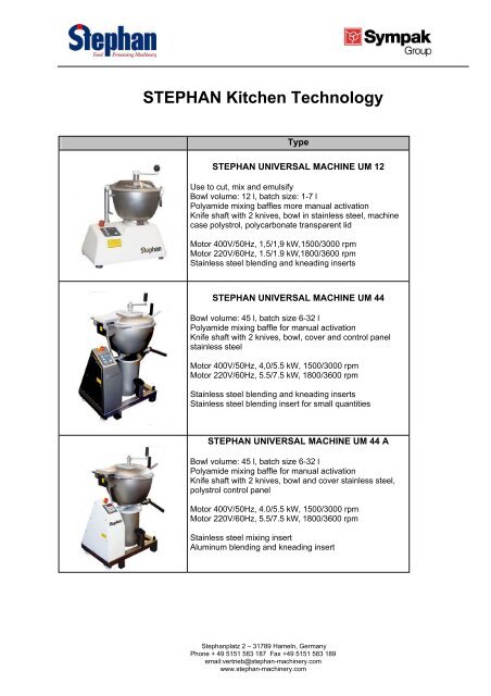 STEPHAN Kitchen Technology