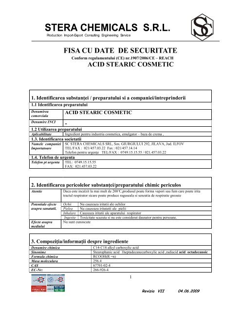 fise cu date de securitate cosmetic.pdf - Stera Chemicals