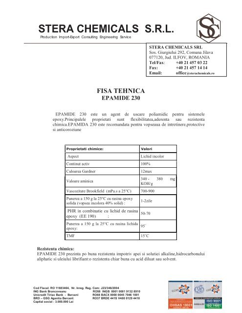 fisa tehnica epamide 230.pdf - Stera Chemicals