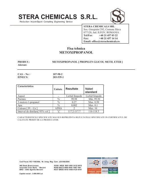 Fisa tehnica METOXIPROPANOL.pdf - Stera Chemicals