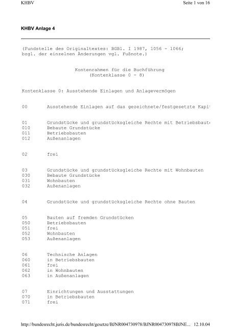 KHBV Anlage 4 (Fundstelle des Originaltextes: BGBl. I ... - Sternfeld.de