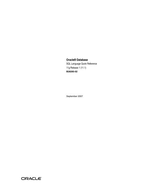 Oracle Database SQL Quick Reference - Computing Oracle Database SQL Quick Reference - Computing