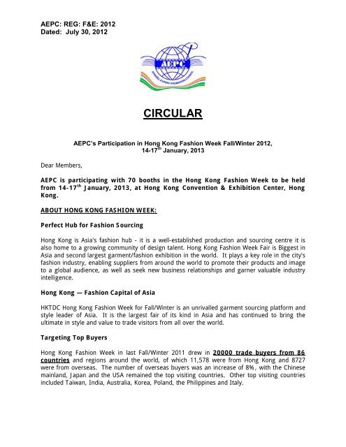 CIRCULAR - Apparel Export Promotion Council